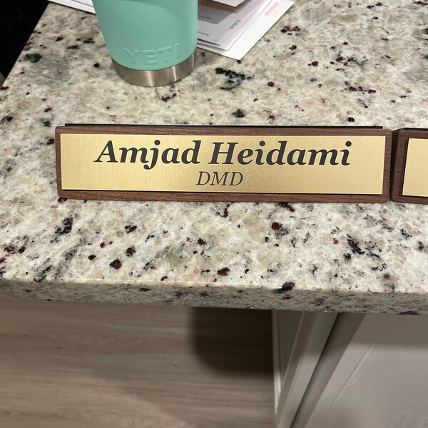 Personalised Double-sided Desk Name Plate: Solid Wood Sign - Etsy