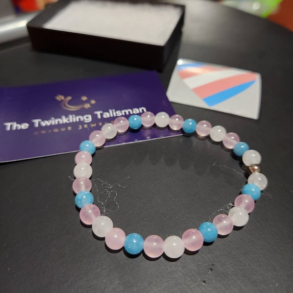 Transgender Pride Flag Beaded Gemstone Bracelet - Etsy
