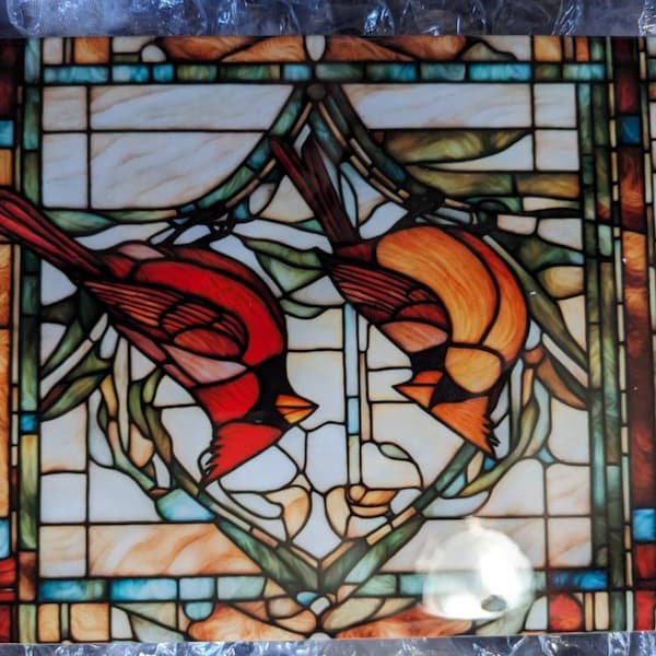 Cardinal Pair Metal Sign Stained Glass Look Decorative Metal Decor Gift ...
