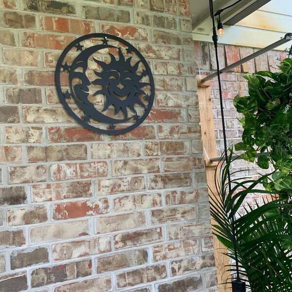 Large Sun and Moon Metal Sign, Sun, Moon, Outdoor Decor, Home Decor ...
