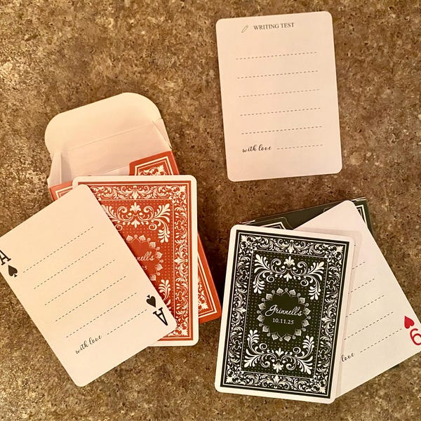 Personalized Monogram Playing Cards, Wedding Ring Monogram Gift, Guest ...