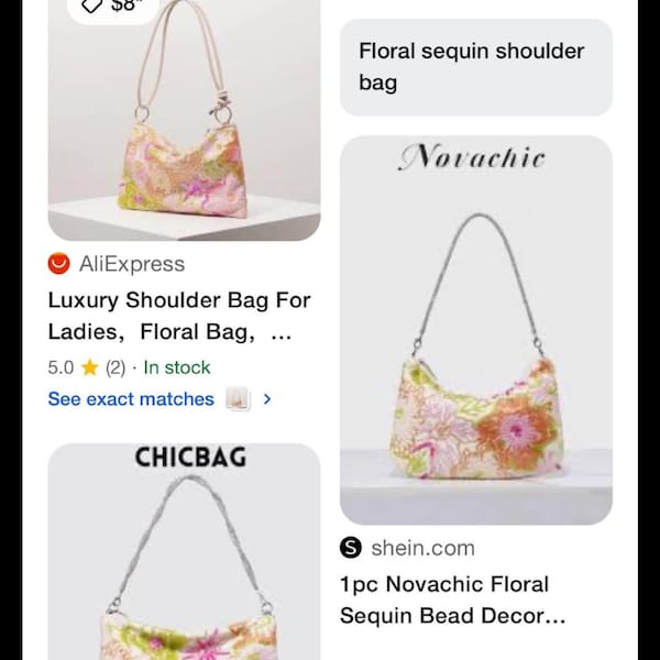Floral Sequin Shoulder Bag: Embroidered Bridal Party Purse With Knot ...