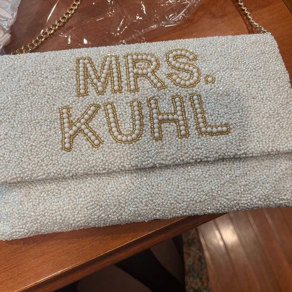 Mrs Pearl Clutch Bag, Personalized Bridal Pearl Clutch Purse ...