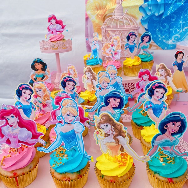 Set of 12 Disney Princesses Cupcake Toppers - Etsy