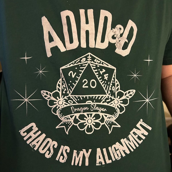 ADHD Dnd Tee,d20 Dice Chaos Alignment Shirt,funny Dungeons & Dragons T ...