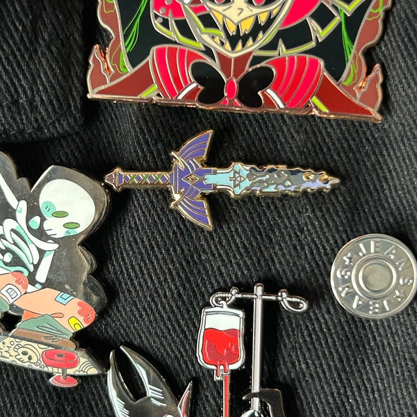 Glow in Dark Master Sword Pin - Gold Plated Hard Enamel Pin - Zelda ...
