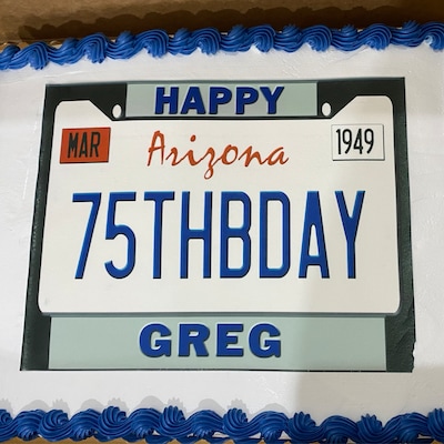 Custom Edible Sweet 16 License Plate Cake Topper Picture. Permit ...