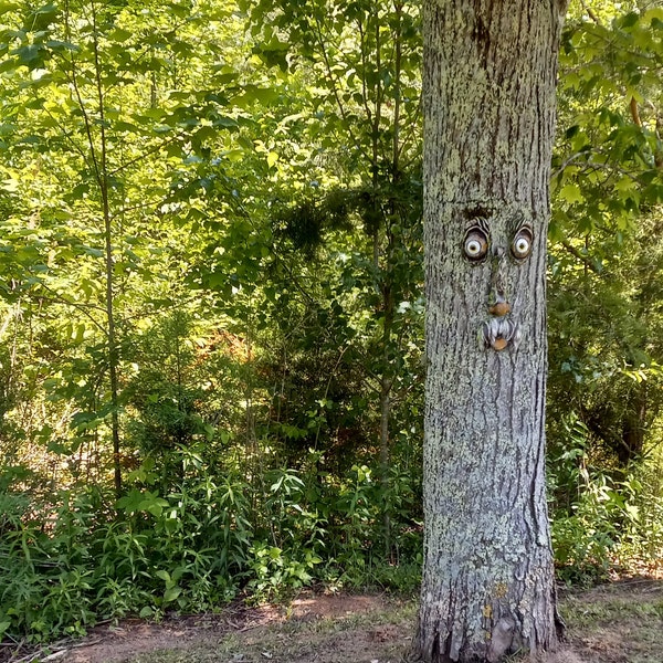 Sylas Large Concrete Tree Face, Bird Feeder, Whimsical Tree Art, Unique ...