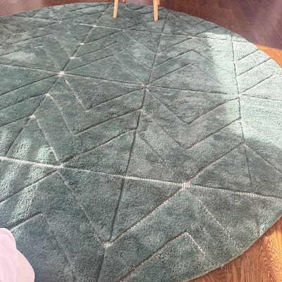 5x5 Hand Tufted Rug Round Shape Geometric Wool 6x6, 7x7, 8x8 9x9 ...