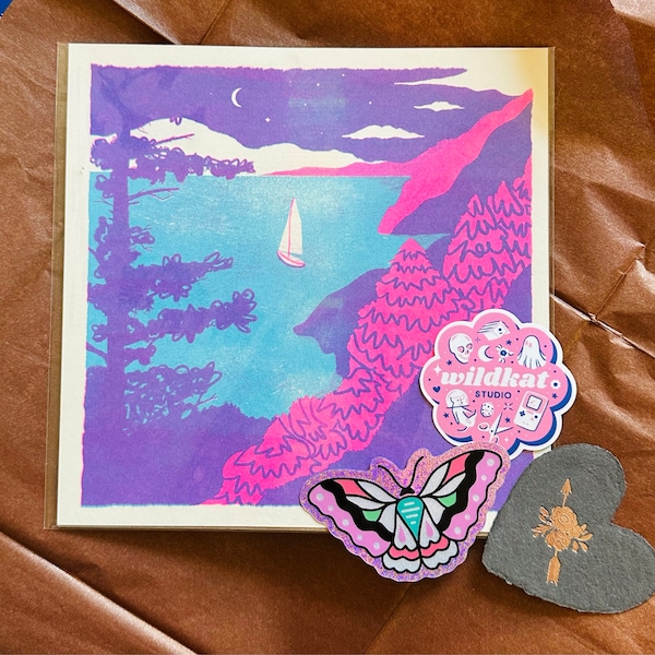 Best Friends Forever Black & Pink Skeletons 8x10" Risograph Art Print ...