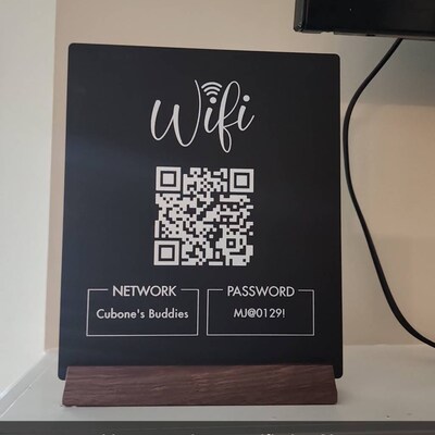QR Code Wifi Acrylic Sign W/ Wood Base 6x7.75 Table Sign for Home ...