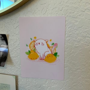 Kawaii Lemon Cat Art Print Kawaii Cute Cat Print Katnipp Illustrated ...
