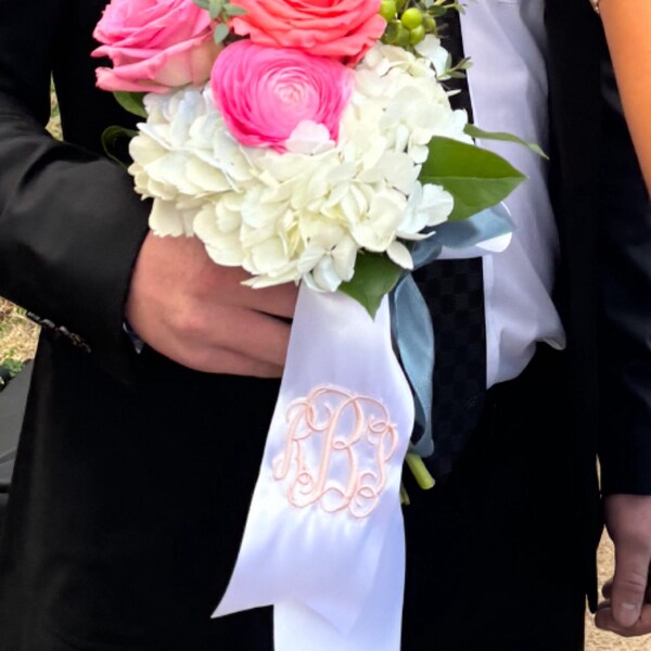 SATIN Monogram Nosegay Ribbon - Prom/homecoming/hoco/school Dance - Etsy