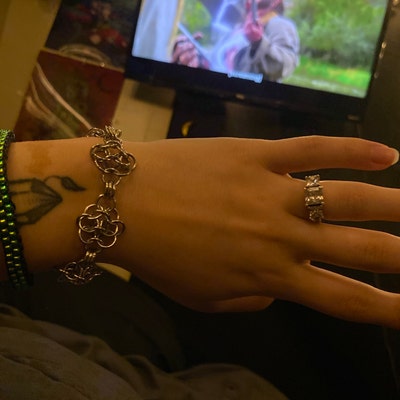 Barbed Wire Look Chainmail Bracelet With O Ring Stainless Steel Grunge ...