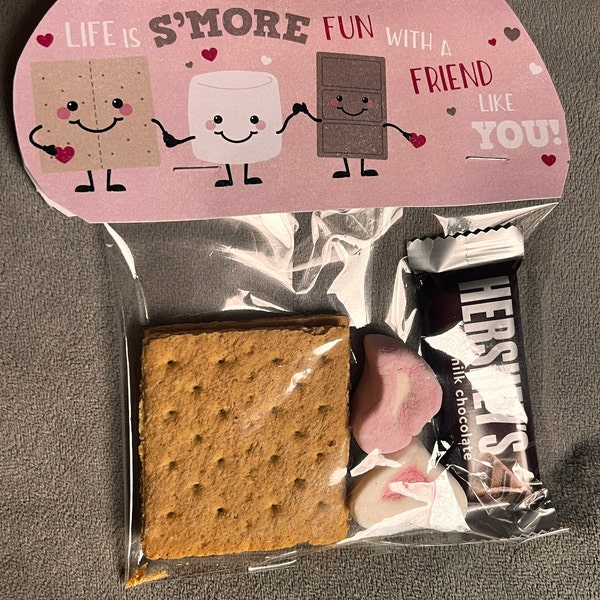 Valentine Treat Bag Toppers PRINTABLE Smores Valentine Cards for Kids ...