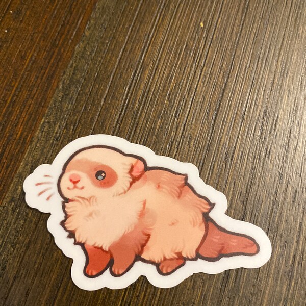 Fluffy Ferret Sticker / Cute Animal Sticker / Ferret Gift / Laptop ...