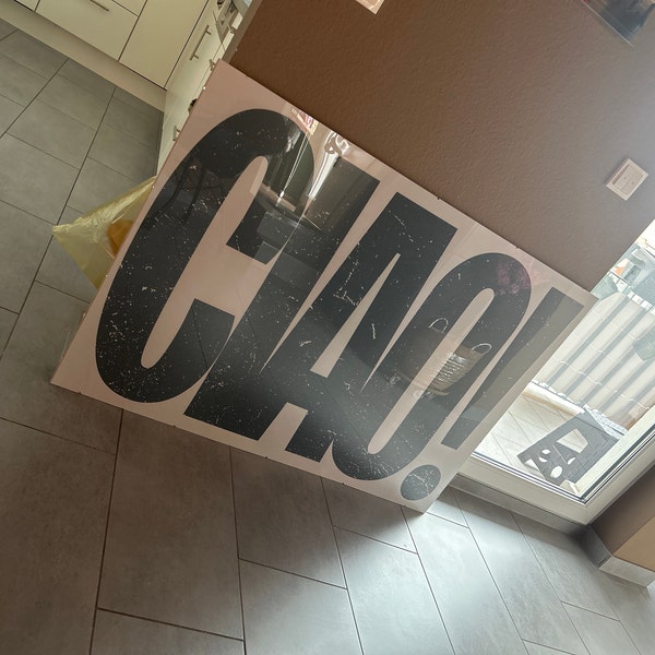 Retro Style Black and Beige Italian Wall Art Quote 'ciao!'/ Textured ...