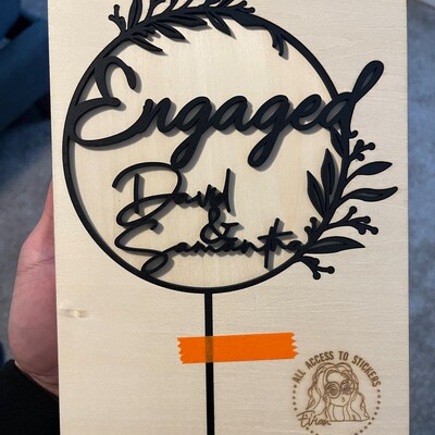 Engagement Cake Topper, Custom Couple Name Cake Topper, Wreath Cake ...