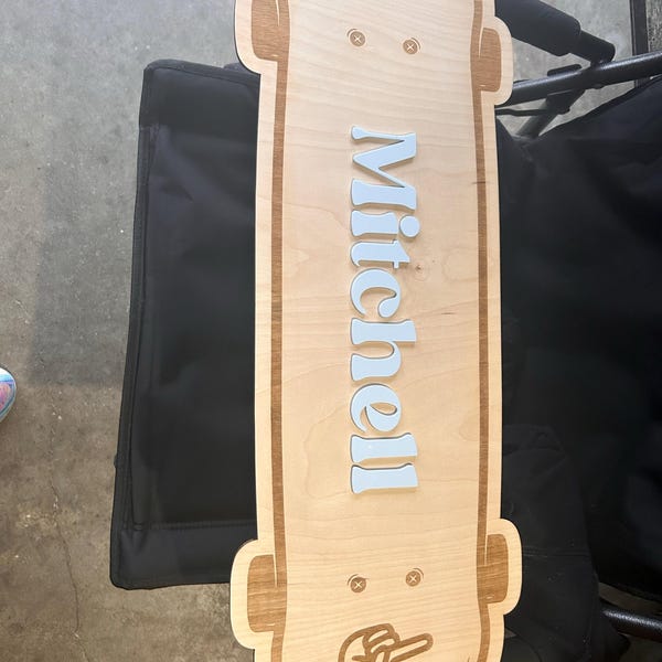 Skateboard Name Sign, 3D Custom Wooden Name, Skateboarding Room Decor ...