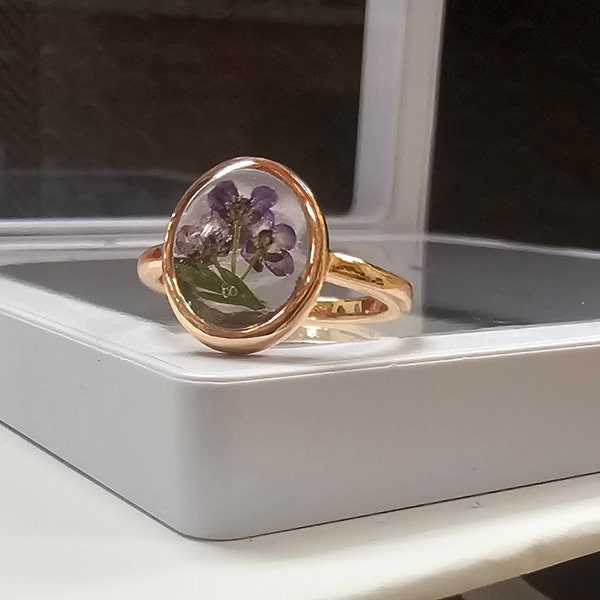 Handmade Pressed Real Flower Ring, Unique Resin Floral Jewelry, Perfect ...