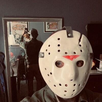 Overhead Jason VII Bloody Hood Mask Latex Halloween Horror Fancy Dress ...