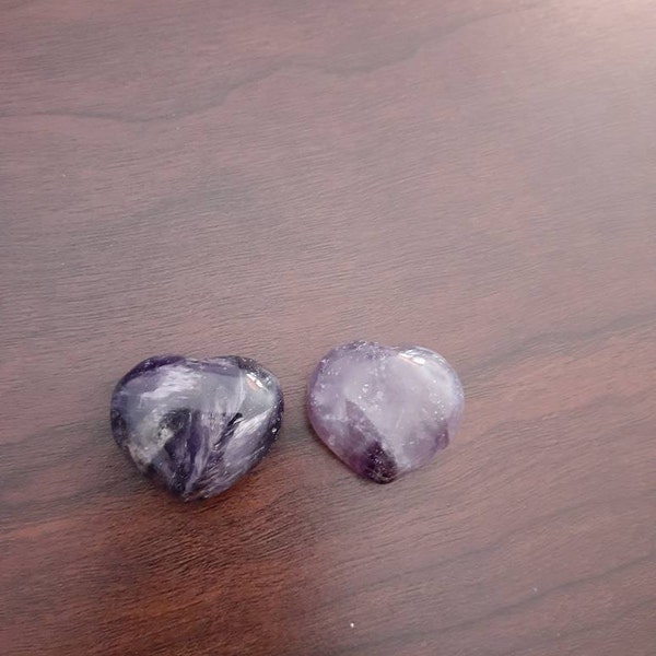 Amethyst Puffy Mini Hearts 1 Inch Pocket Heart Mini Puffy Crystal Heart ...