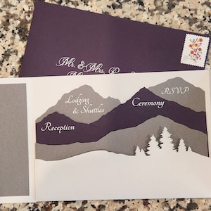 Mountain Wedding Invitation Suite SVG 5x7 Digital Laser Cut Pocket ...