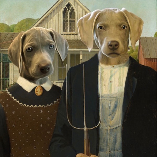 Custom American Gothic Pet Portrait, Custom Pet Portrait, Custom Pet ...