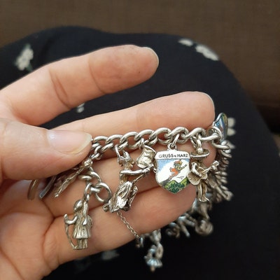 Bahrain Silver Bracelet Charm Enamel Travel Shield Asia Crest Souvenir ...