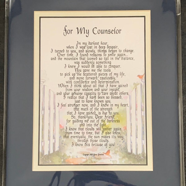 Counselor Gift- Counselor Poem- Counselor Present- Therapist Gift ...