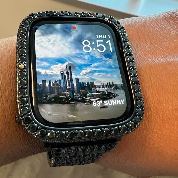 Custom Apple Watch Band Black & or Iwatch Lab Diamonds Bezel Apple ...