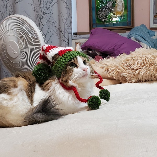 Elf Hat for Cats, Cat Elf Hat, Holiday Cat Hat, Christmas Hat for Cats ...