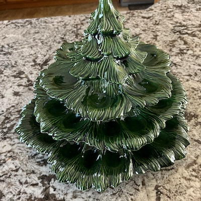 Duncan Hors Doeuvre Deviled Egg Ceramic Christmas Tree in a Beautiful Traditional Green Glaze - Etsy