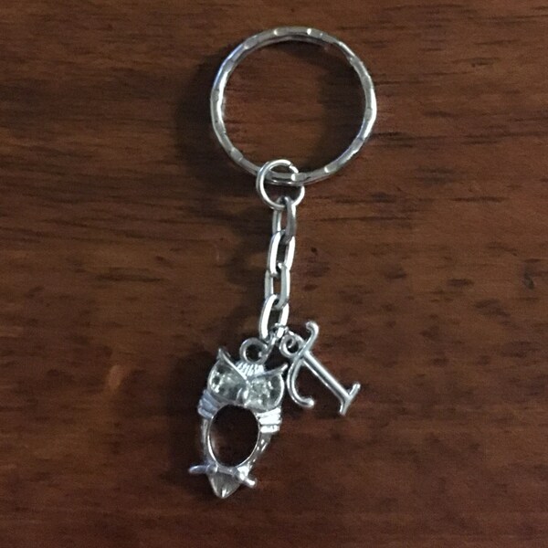 Owl Keychain Personalized Barn Owl Keychain Initial Keychain Owl Lovers ...