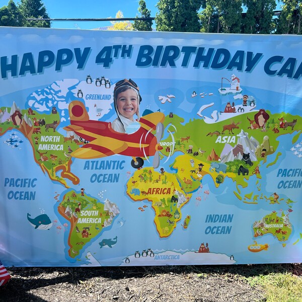 Kids World Map, Party Backdrop, Geographic Theme, School Background ...