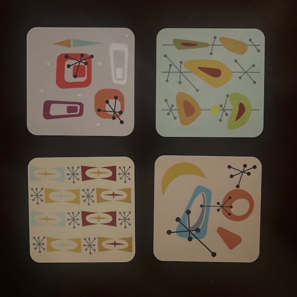 Mid Century Modern Retro Funky 1950's Style Drink Coaster Set of 4 ...