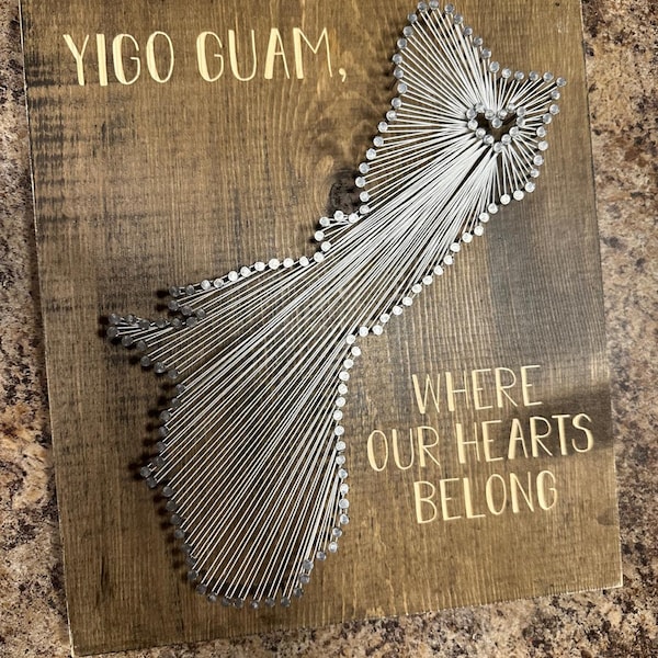 Guam String Art Map Sign, Rustic Wood Wall Decor - Etsy