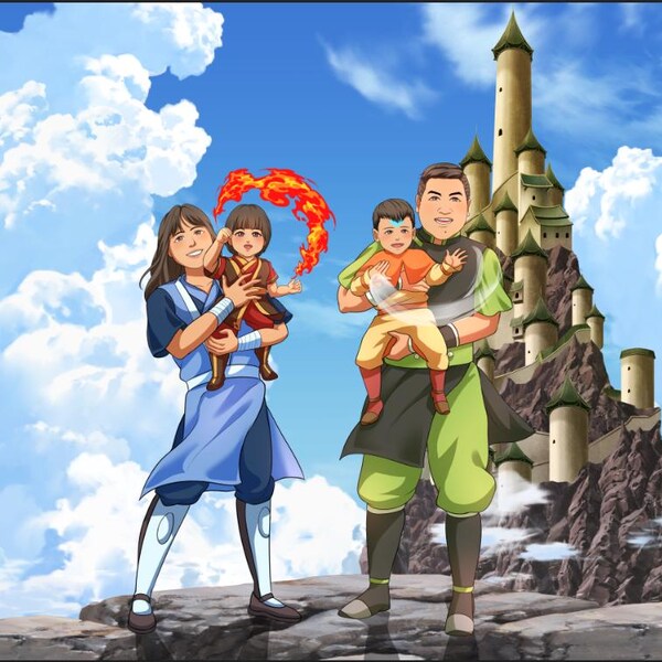 Custom ATLA Anime Family Portrait, Personalized Gift (digital File) - Etsy