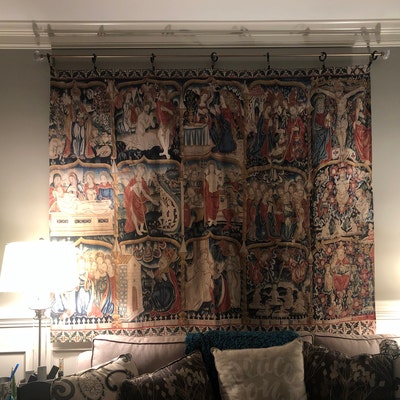 Medieval Religious Tapestry Depicting the Apostles Creed. Printed ...