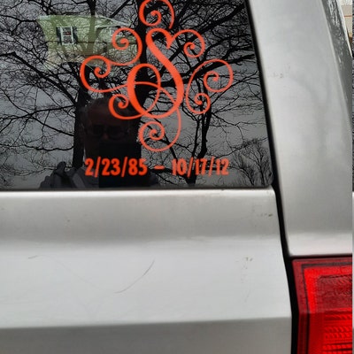 Scroll Monogram Initial Vinyl Decal Sticker Decorative Letter Script ...