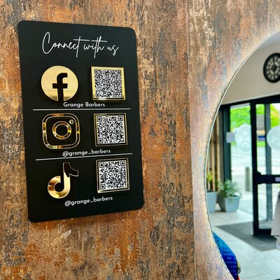 Multi QR Code Instagram Facebook Business Social Media Sign Salon Sign ...