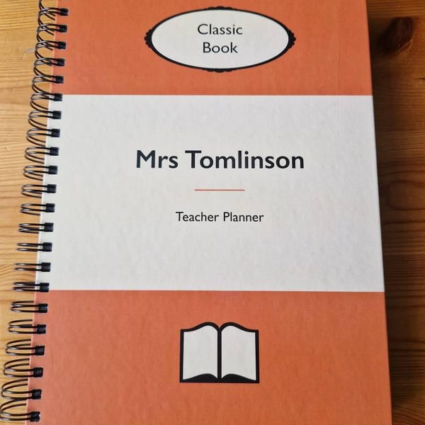 Personalised Teacher Planner / Lesson Planner - Classic Book / Orange ...