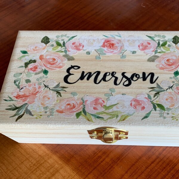 Flower Girl or Bridesmaids Gift Box Jewelry Box Personalized Name ...