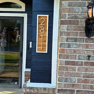 Double Decker Cedar House Numbers Cedaraddress Sign Black House Numbers ...