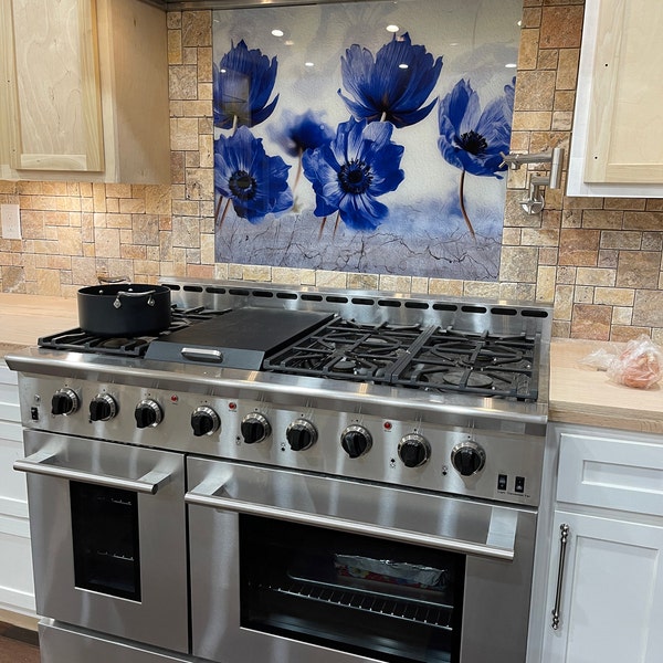Kitchen Backsplash, Stove Back Cover, Tempered Glass Stove Backsplash ...