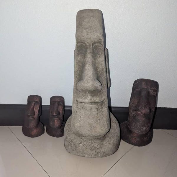Replica Moai 10" Easter Island Head Cement Garden Statue With Hide-a ...