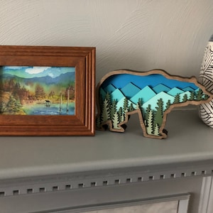 Layered Wolf Art 3D Wall Art Mountains and Trees Outdoor - Etsy