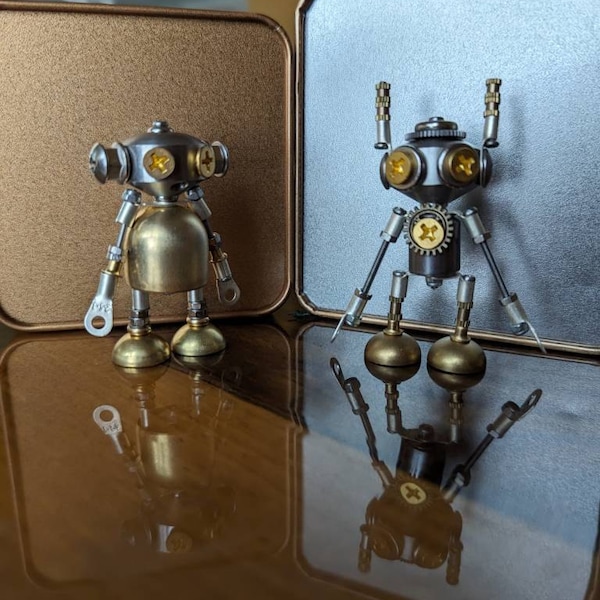 Handmade Steampunk Robot Figurine: Mechanical Metal Sculpture Birthday ...