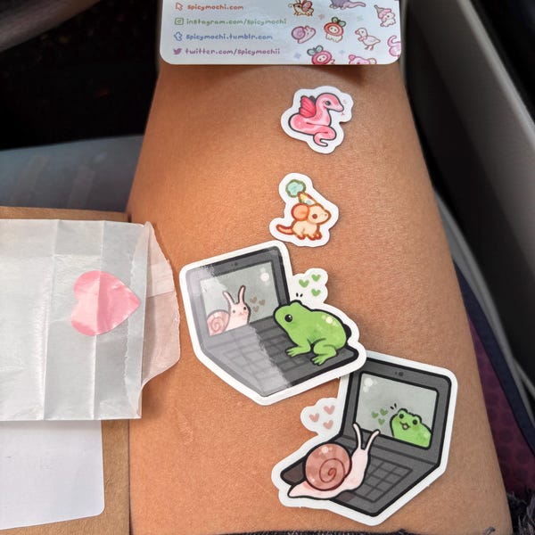 Date Night Clear Sticker Set of 2 / Snail and Frog Stickers / Cute ...