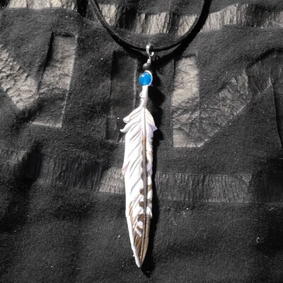 CUSTOM 3-inch Leather Feather Pendant Bird Feather Necklace - Etsy